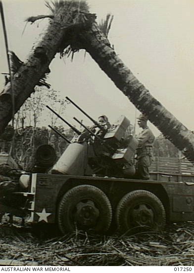 Dutch New Guinea. A United States multiple machine gun manned by two ...