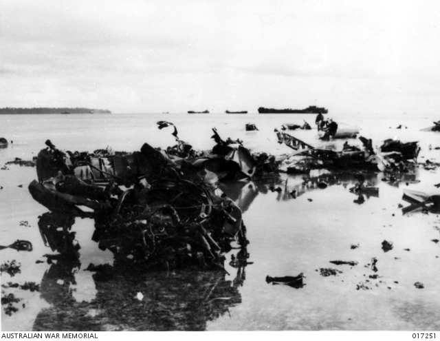 Biak Island, Dutch New Guinea. Wreckage of a Japanese bomber aircraft ...
