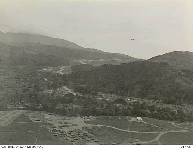 Aerial view up the valley of a major base from which the attack on the ...