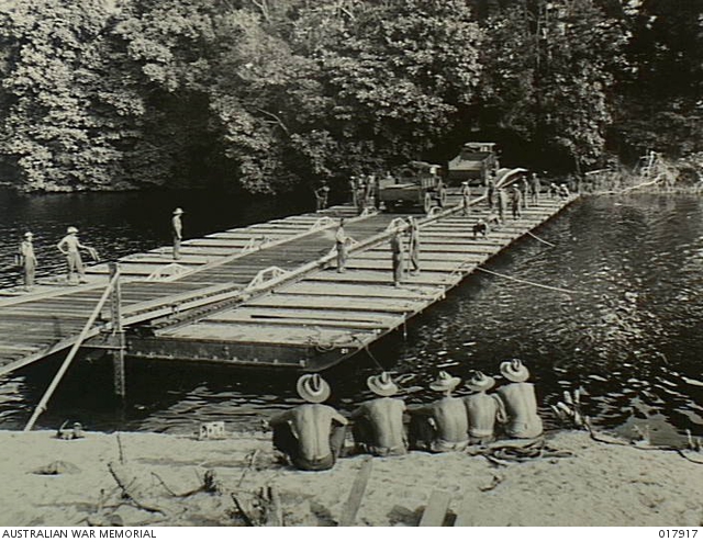 Queensland. Australian engineers bridge a river with an Australian ...