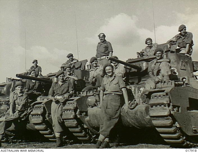 Queensland. Crew of Australian Matilda tanks of 2/3rd Armoured Regiment ...