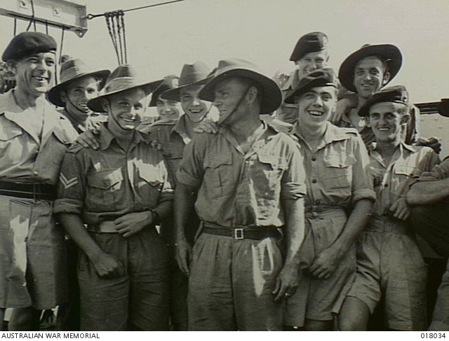 Queensland. Informal group portrait of AIF veterans of the Middle East ...