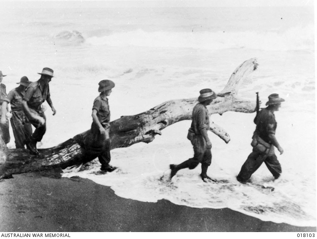 Aitape, New Guinea. In places, the only track available to travel down ...