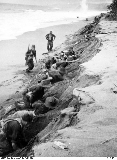 Aitape, New Guinea. April 1945. Australian troops moving along the ...