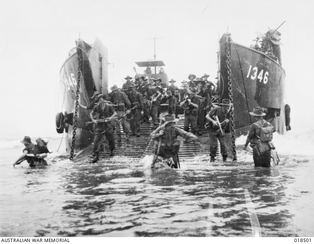 Wewak, New Guinea. 15 May 1945. Members of the 6th Australian Division ...