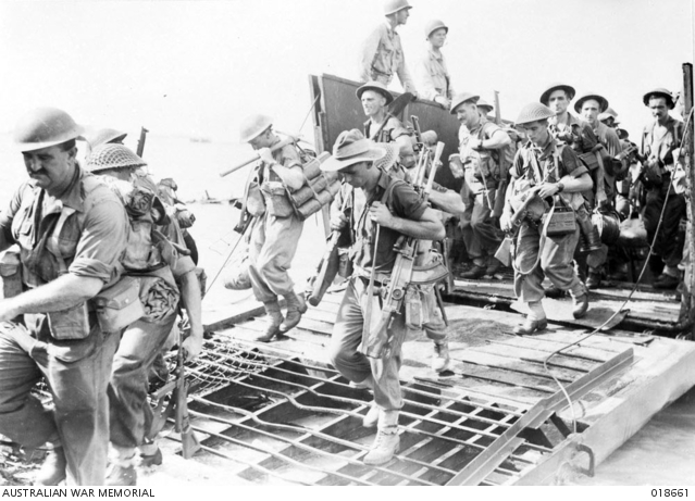 Borneo. 10 June 1945. The landing of Australians on Labuan Island ...