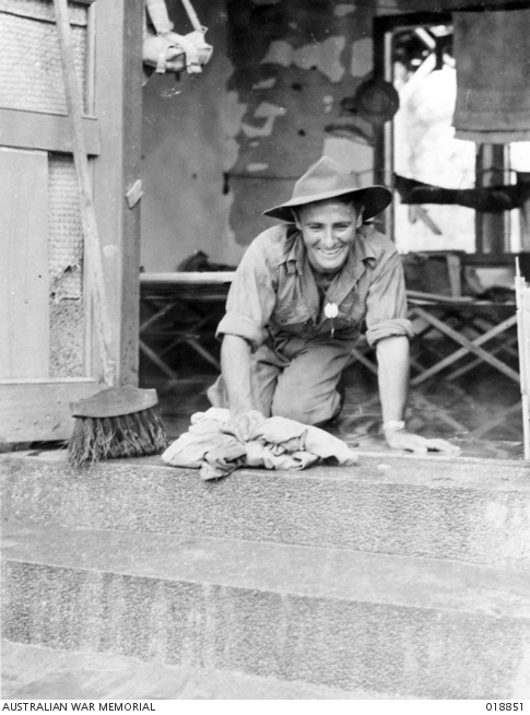 Balikpapan, Borneo. 26 July 1945. Private (Shorty) Parnwell who was ...