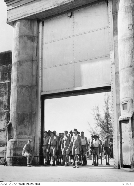 Changi Prison Camp, Singapore. c. 1945. The gaol gates of Changi, which ...