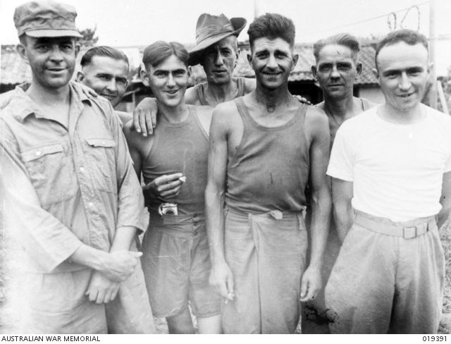 Australian prisoners of war (POWs) at the Notogawa POW camp. These men ...