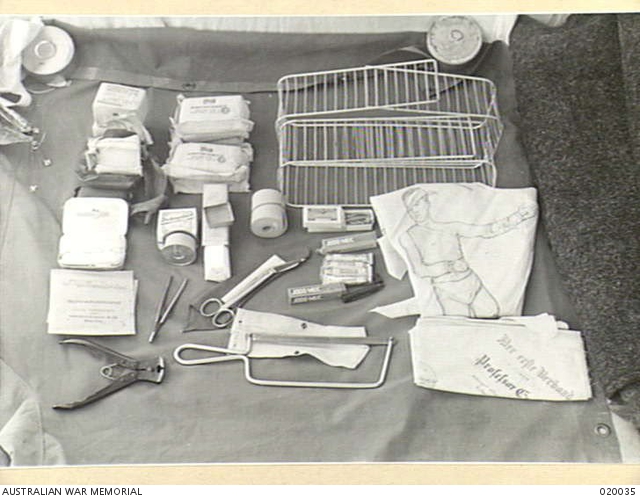 Contents of a first aid kit taken from a German glider. | Australian ...