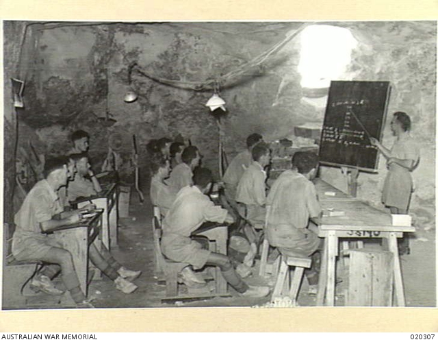 A 9th Division Signals school in progress in the cave classroom in ...