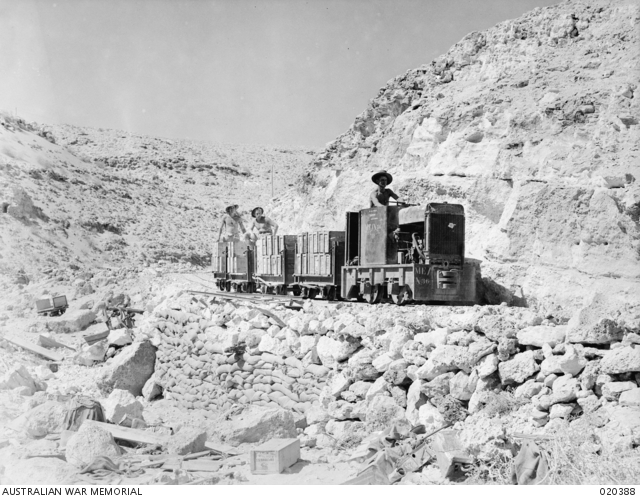 The small freight train making its way along the steep narrow gauge ...