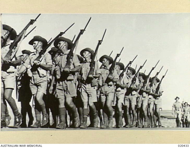 Australian Troops swinging past the saluting base of the General ...