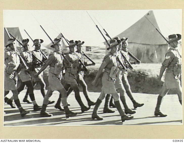 Australian Troops swinging past the saluting base of the General ...