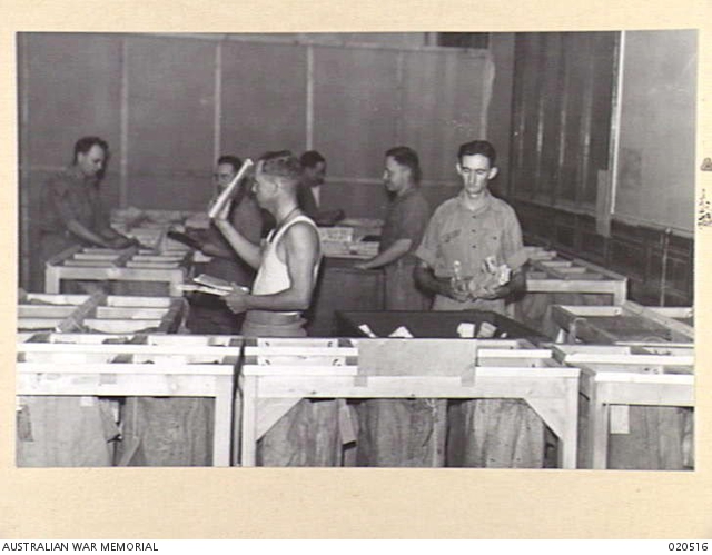 The newspapers and packet sorting room at the Australian Army Base ...