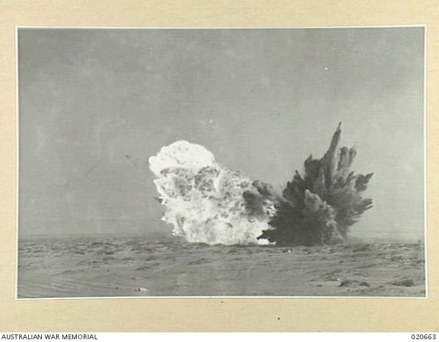 Demonstration of a Flame-Thrower operated by 9th Division Engineers in ...