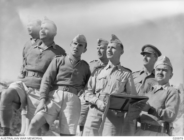 A group of Polish Artillery officers outside their Section Headquarters ...