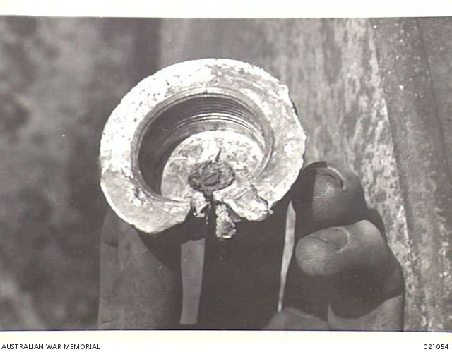 Nose cap of an Italian 75mm shell picked up near the Australian lines ...