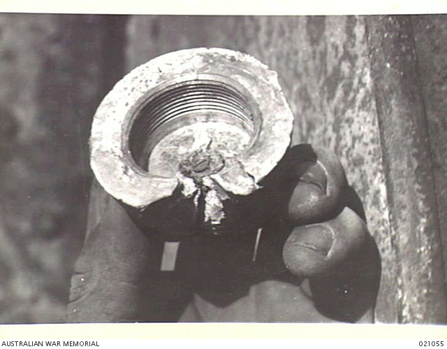 Nose cap of an Italian 75mm shell picked up near the Australian lines ...