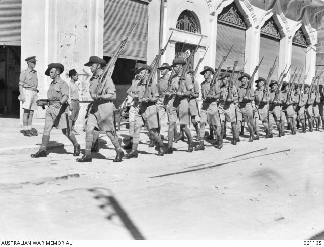 Australian 9th Division Infantrymen taking part in the march past on ...