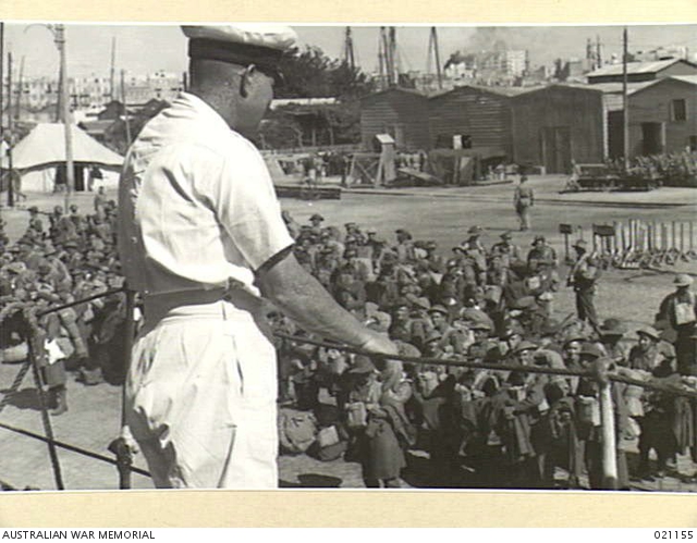 Men of the 9th Division disembarking at a Middle East port. They had ...