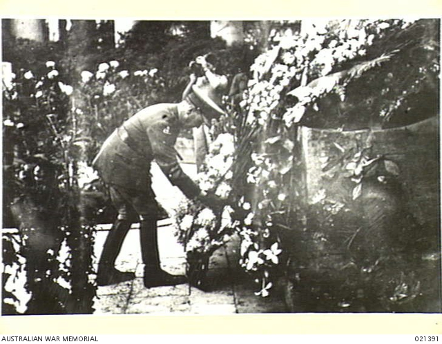 BEIRUT, SYRIA. 1941-11-11. LIEUTENANT-GENERAL J.D. LAVARACK LAYING A ...