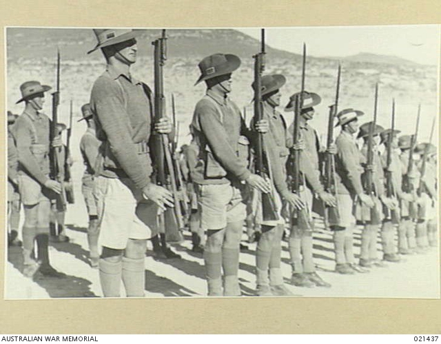 KATANA, SYRIA. 1941-11. MEN OF THE 2/3RD INFANTRY BATTALION ON PARADE ...