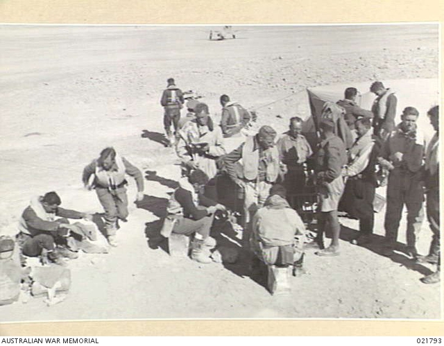 LIBYA. 1941-12. FIGHTER PILOTS OF NO. 3 SQUADRON, RAAF STANDING BY TO ...