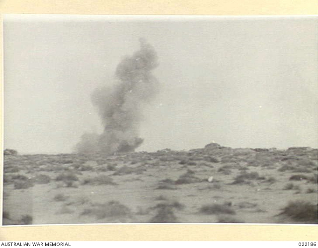 BARDIA, LIBYA. 1941-12. AN ENEMY SHELL BURSTING. | Australian War Memorial