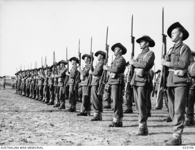 PALESTINE. 1942-01-12. MEN OF THE 2/13TH AUSTRALIAN INFANTRY BATTALION ...