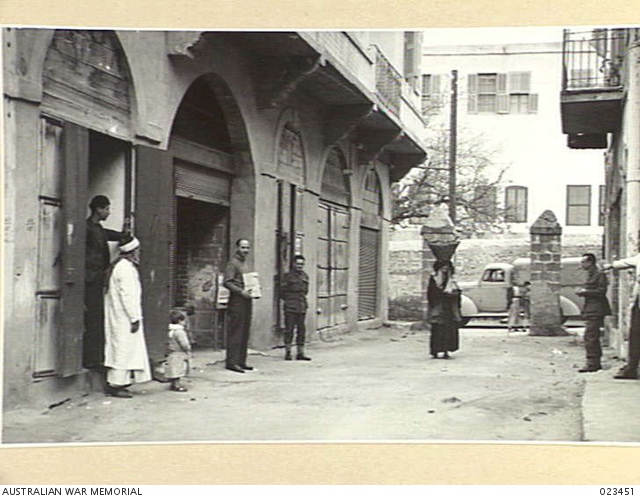 GAZA, PALESTINE. 1942-01. SOUK ABOU RAMADAM STREET WHERE THE 1ST ...