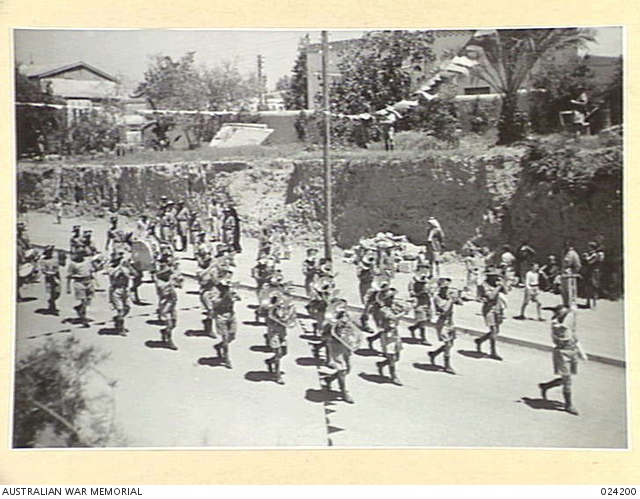 GAZA, PALESTINE. 1942-05-14. THE HQ GUARD BATTALION BAND PARADING IN ...