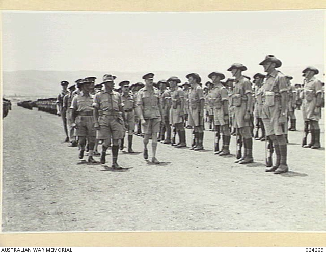 TRIPOLI, SYRIA. 1942-05-19. REVIEW OF THE 9TH AUSTRALIAN DIVISION BY ...