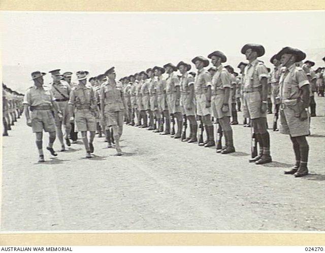 TRIPOLI, SYRIA. 1942-05-19. REVIEW OF THE 9TH AUSTRALIAN DIVISION BY ...