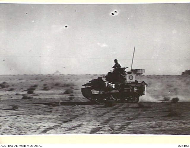 HOMS, SYRIA. 1942-06-18. MARK VI TANKS OF THE 9TH AUSTRALIAN DIVISION ...
