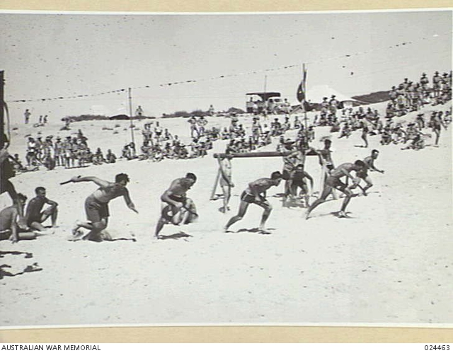 GAZA BEACH, PALESTINE. 1942-07-11. START OF THE BEACH RELAY RACE AT THE ...