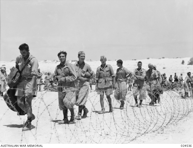 A LINE OF ITALIAN PRISONERS OF WAR CAPTURED BY TROOPS OF THE 24TH ...