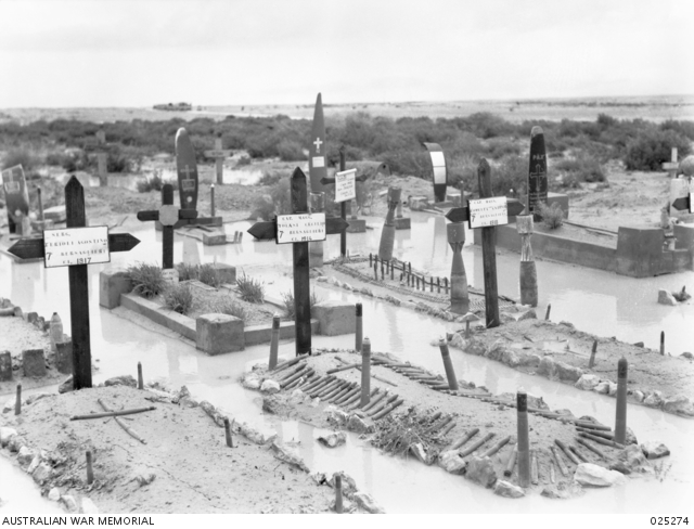 DABA, EGYPT. 1942-11-13. ITALIAN CEMETERY AT DABA. THE BLACK CROSSES IN ...