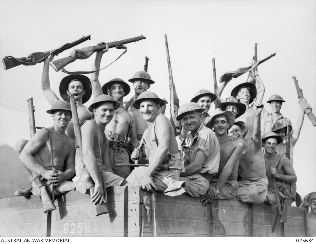 PORT MORESBY, PAPUA. 1942-07. TYPICAL OF THE BRONZED AUSTRALIANS READY ...