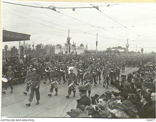 MELBOURNE, AUSTRALIA. 1942-08-07. THE BAND OF AN A.I.F. UNIT RECENTLY ...