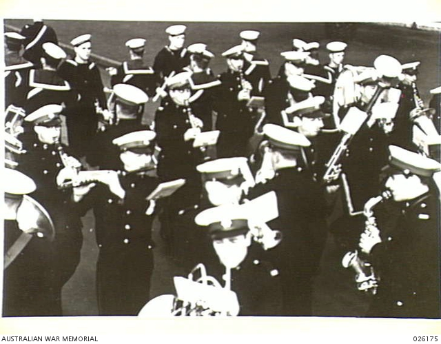 FLINDERS NAVAL DEPOT, VICTORIA, AUSTRALIA. 1942-08. THE BAND OF THE ...