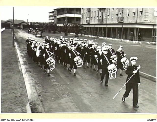 FLINDERS NAVAL DEPOT, VICTORIA, AUSTRALIA. 1942-08. THE BAND OF ...