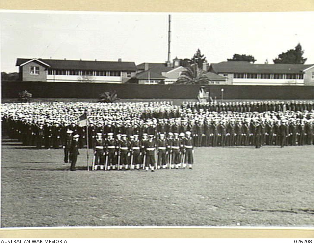 FLINDERS NAVAL DEPOT, VICTORIA, AUSTRALIA. 1942-08. SHIPS COMPANY OF ...