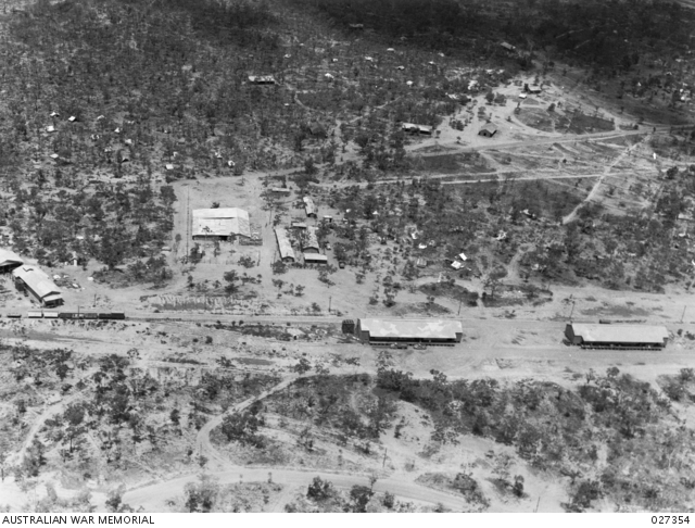 ADELAIDE RIVER, NT. 1942-10-19. AERIAL VIEW OF CAMP AT ADELAIDE RIVER ...