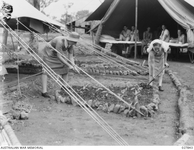 Informal portrait of two sisters at No 121 Australian General Hospital ...