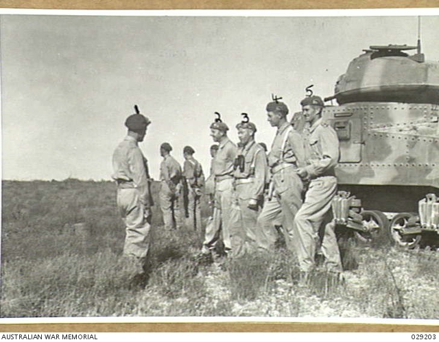 Officers of the 2/10th Australian Armoured Regiment just prior to field ...