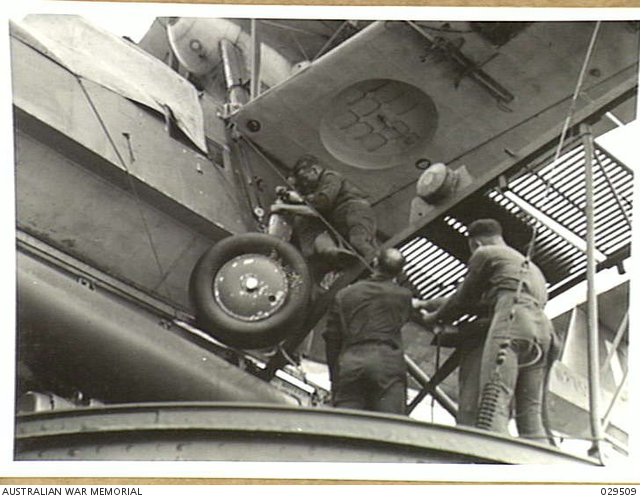 HMAS AUSTRALIA, AT SEA. 1943-02. A RAAF DETACHMENT ON BOARD HMAS ...