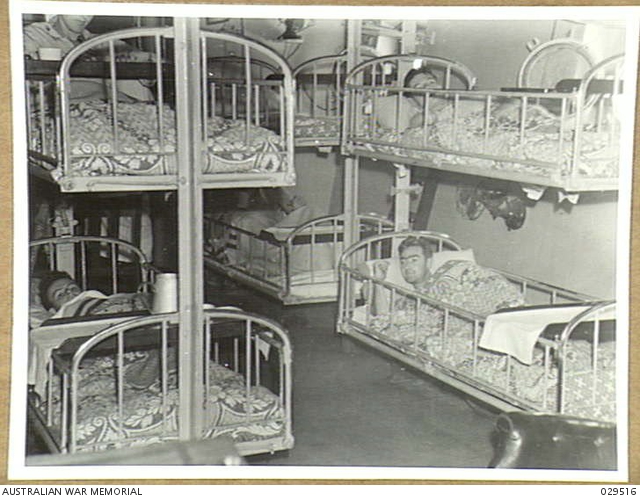 HMAS AUSTRALIA, AT SEA. 1943-02. GENERAL SCENE IN THE SICK BAY OF HMAS ...