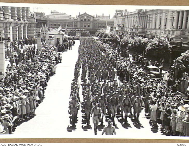 PERTH, AUSTRALIA. 1943-03-24. SCENE DURING THE MARCH THROUGH THE CITY ...