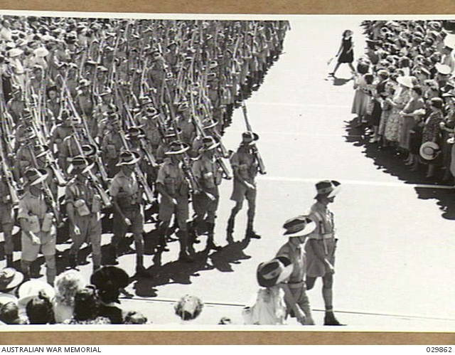 PERTH, AUSTRALIA. 1943-03-24. SCENE DURING THE MARCH THROUGH THE CITY ...